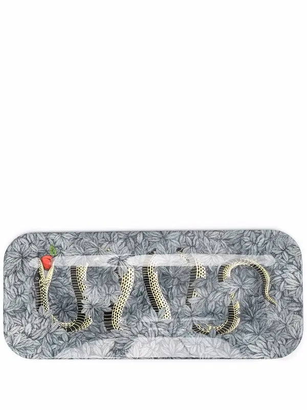 FORNASETTI Original Sin Snake-print Tray - Grey