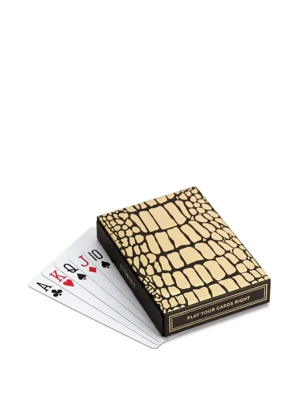 L'Objet Crocodile Box Playing Cards Set - Black