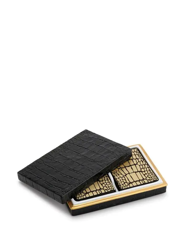 L'Objet Crocodile Box Playing Cards Set - Black