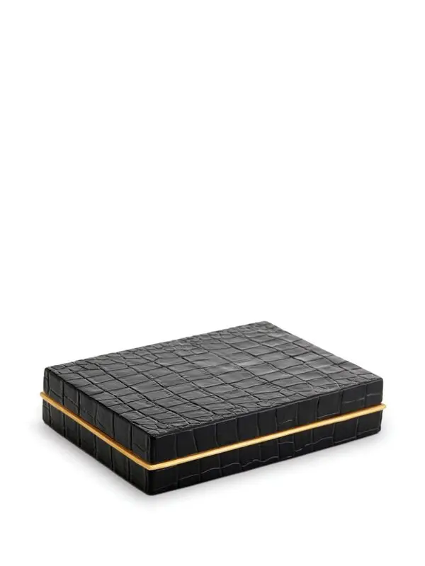 L'Objet Crocodile Box Playing Cards Set - Black