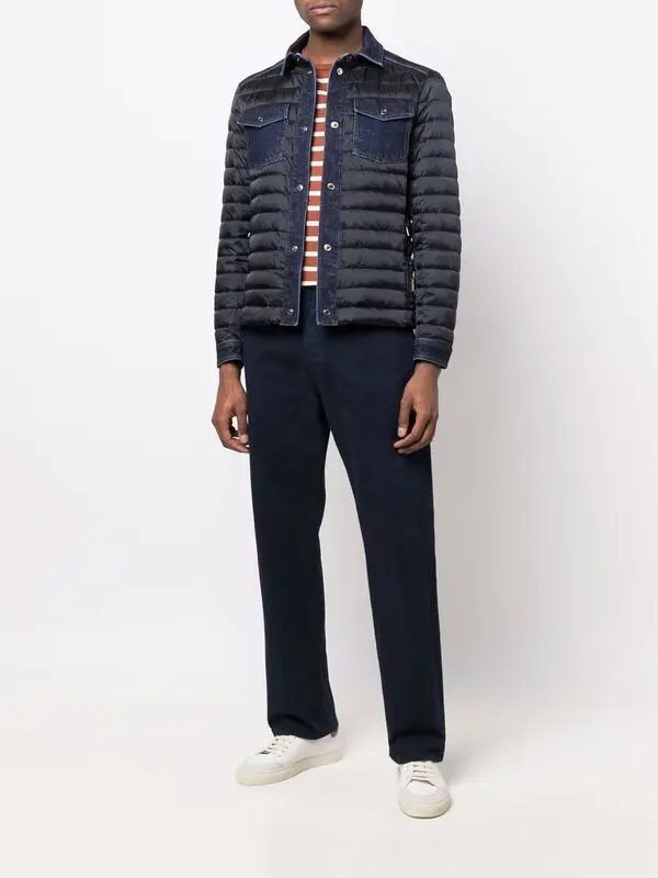 MOORER Denim-detail Padded Jacket - Blue