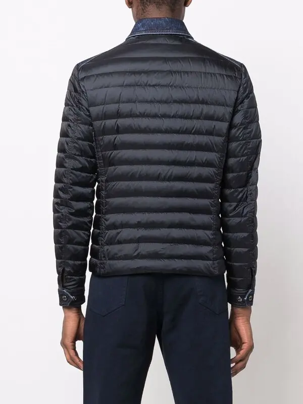 MOORER Denim-detail Padded Jacket - Blue