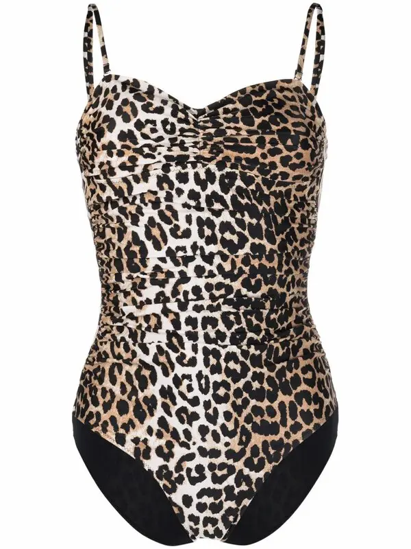 GANNI Leopard-print One-piece Swimsuit
