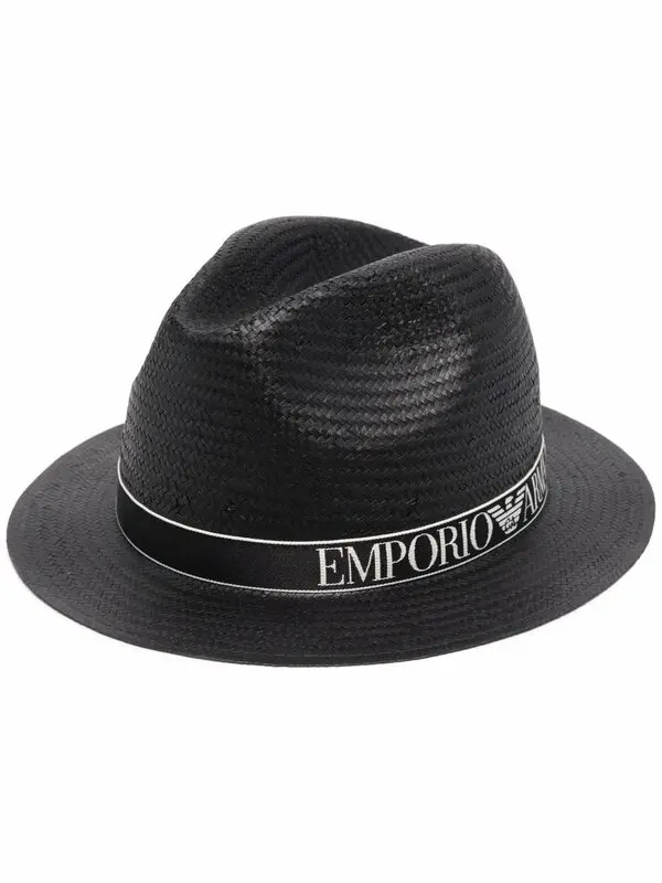 Emporio Armani Logo-Band Fedora Hat - Black | Editorialist display picture 1