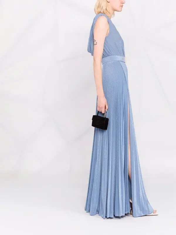 Elisabetta Franchi Pleated Gown With Cowl Back