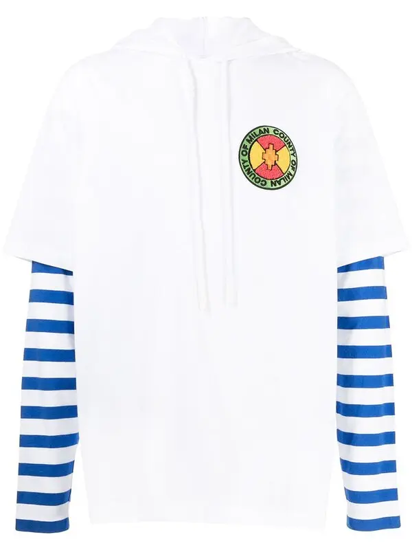 COUNTY OF MILAN Layered Logo-print Hoodie - White