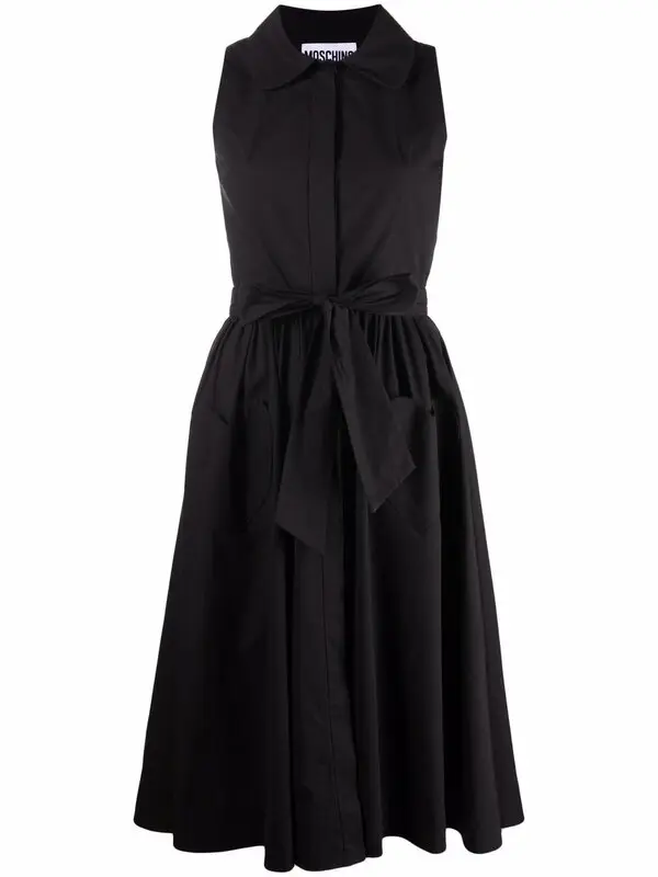 Moschino Sleeveless Belted Midi Dress - Black