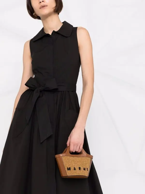 Moschino Sleeveless Belted Midi Shirt Dress