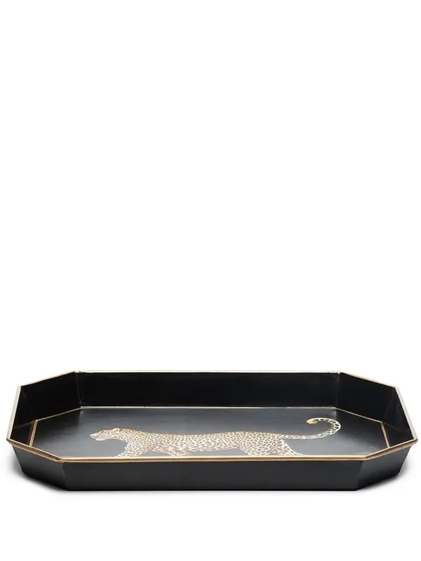 LES-OTTOMANS Leopard-print Octagon Tray
