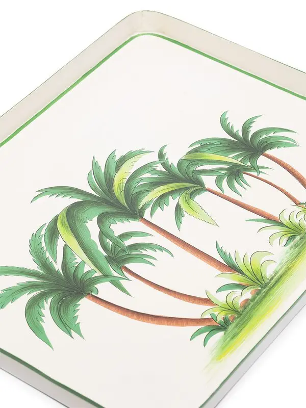 LES-OTTOMANS Palm Tree-print Rectangle Tray