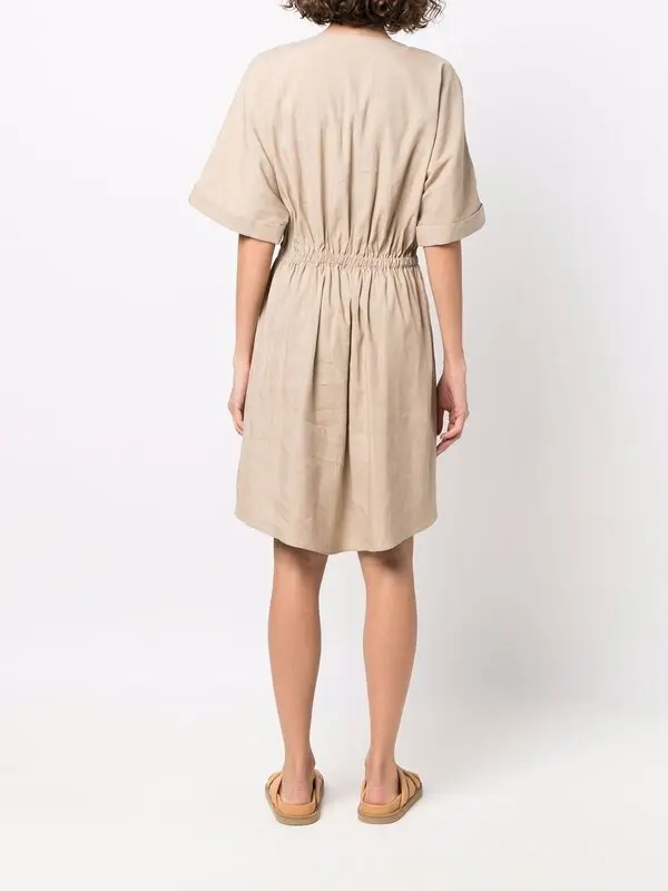 Brunello Cucinelli Drawstring Linen Mini Dress