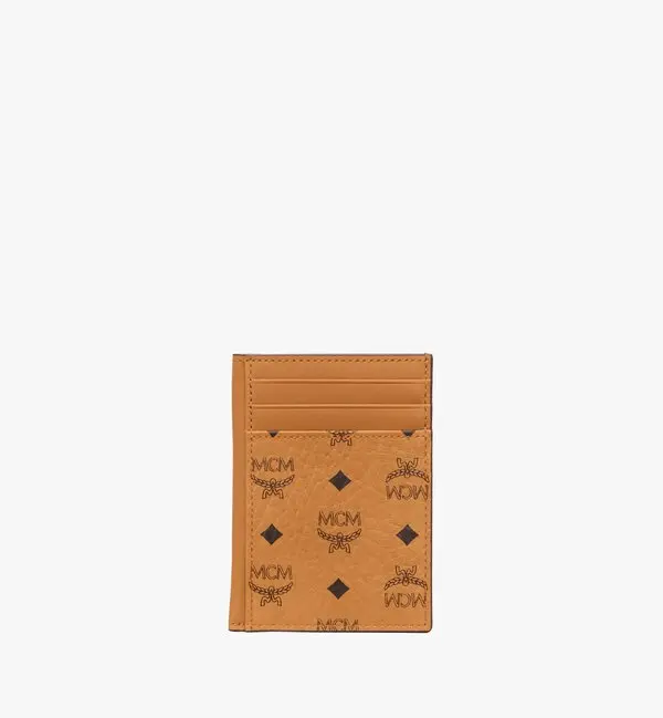 Mcm Card Case In Visetos Original - Cognac
