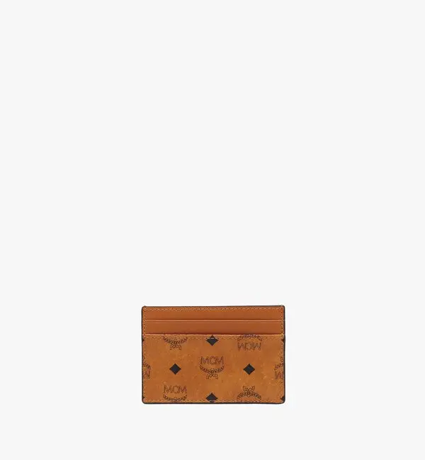 Mcm Card Case In Visetos Original - Cognac