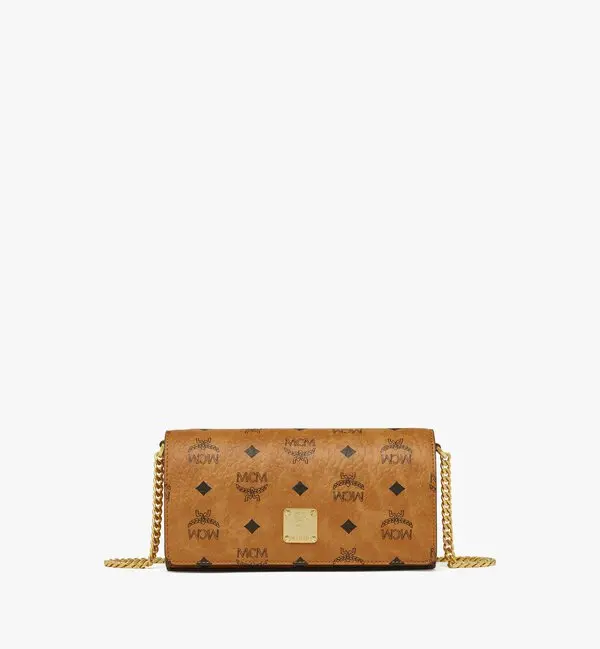 Mcm Aren Crossbody Bag In Visetos - Cognac