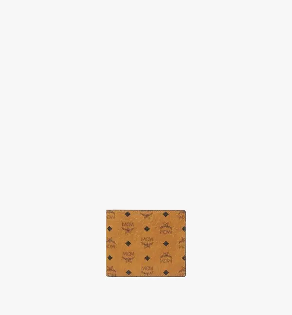 Mcm Bifold Wallet In Visetos Original - Cognac