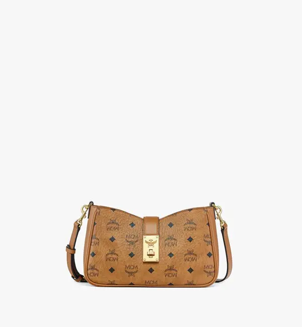Mcm Tracy Shoulder Bag In Visetos Monogram Canvas - Cognac