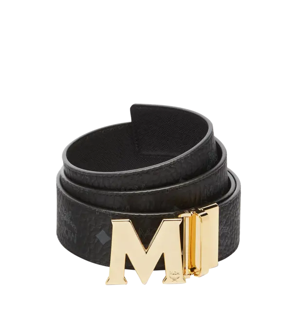 Mcm Claus Reversible Belt - Black / Matte Black