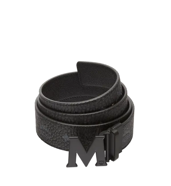 Mcm Claus Reversible Belt - Black/black