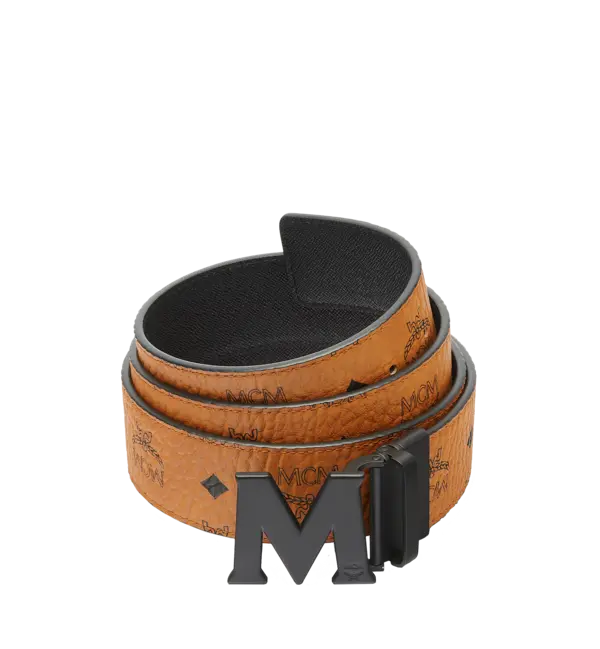 Mcm Claus Reversible Belt - Black/black