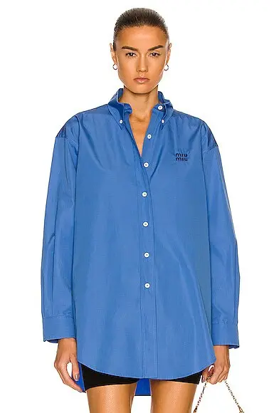 Miu Miu Poplin Shirt In Blue