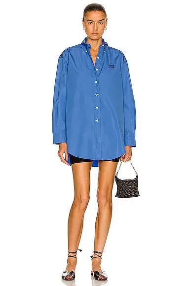 Miu Miu Poplin Shirt In Blue