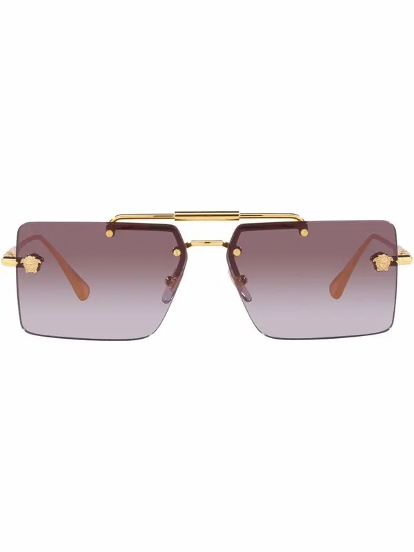 Versace Logo-plaque Sunglasses - Gold