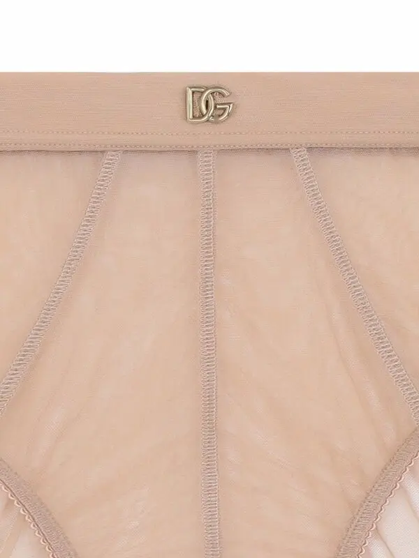 Dolce & Gabbana Dg-logo Tulle Briefs - Neutrals