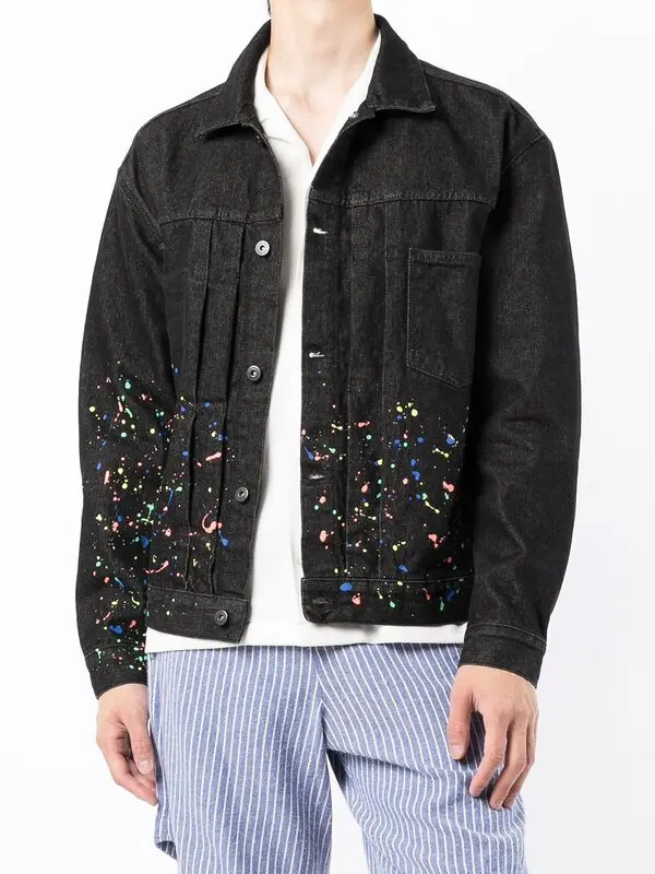 COUNTY OF MILAN Marcelo Burlon Paint-splatter Denim Jacket - Black