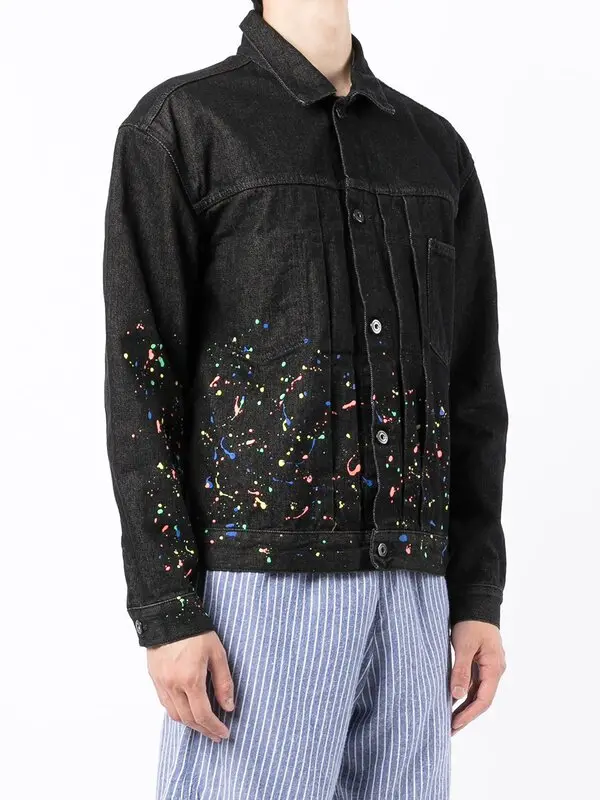 COUNTY OF MILAN Marcelo Burlon Paint-splatter Denim Jacket - Black