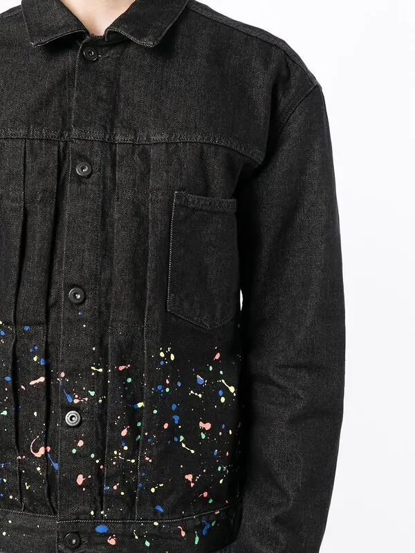COUNTY OF MILAN Marcelo Burlon Paint-splatter Denim Jacket - Black