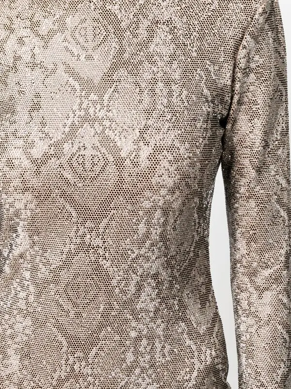 Philipp Plein Python-print Crystal Mini Dress - Neutrals
