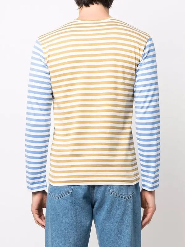 Play Comme Des Garcon Logo-embroidered Stripe-print T-shirt