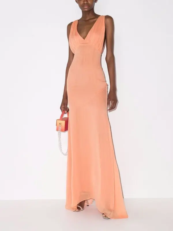 DE LA VALI Moss Chiffon Gown