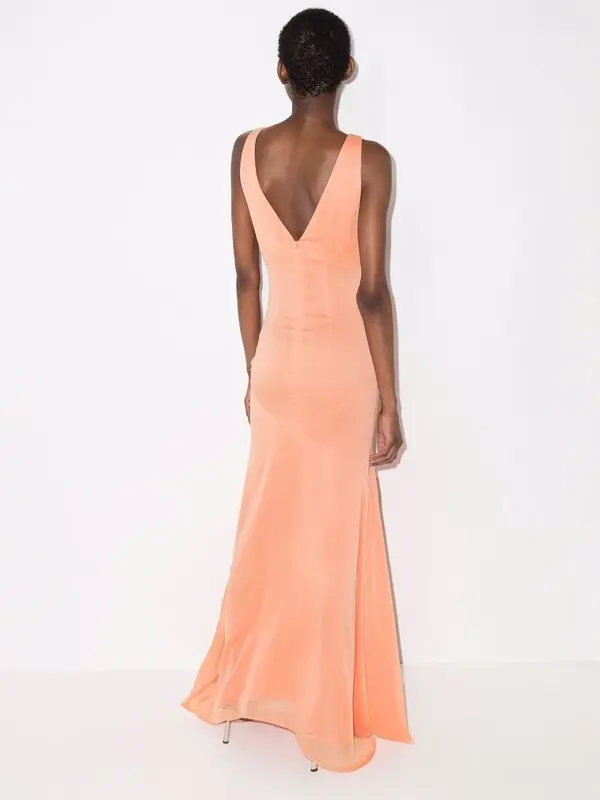 DE LA VALI Moss Chiffon Gown