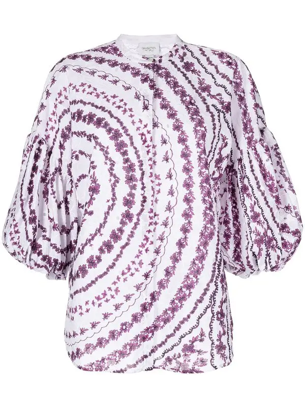 Giambattista Valli Floral-print Balloon-sleeves Blouse
