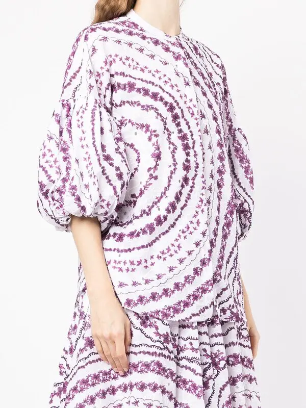 Giambattista Valli Floral-print Balloon-sleeves Blouse