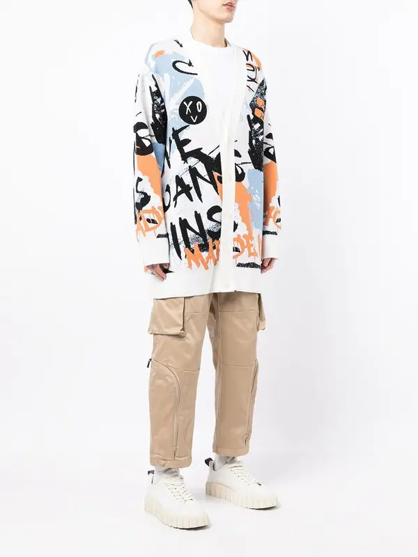 PORTS V Graffiti-print Button-up Cardigan