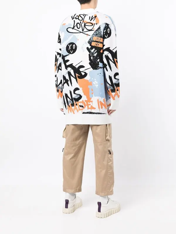 PORTS V Graffiti-print Button-up Cardigan