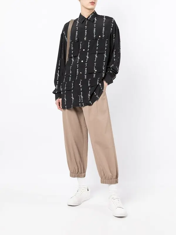 PORTS V Graphic-print Multi-pocket Shirt - Black