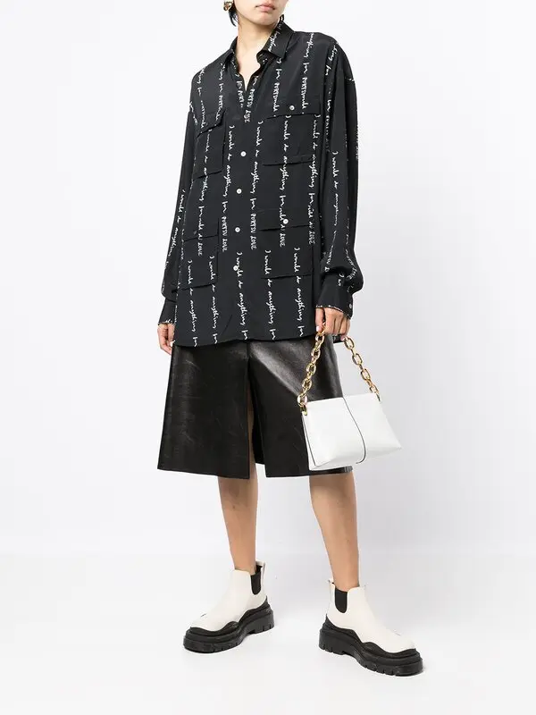 PORTS V Graphic-print Multi-pocket Shirt - Black