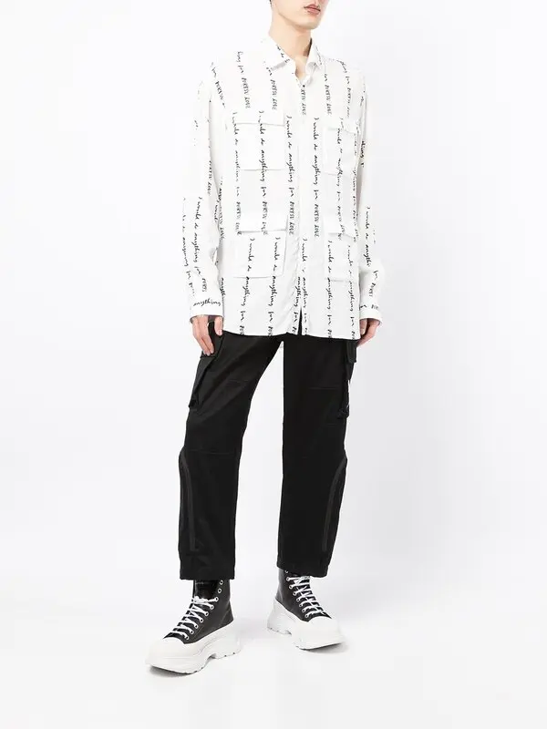 PORTS V Graphic-print Multi-pocket Shirt - White
