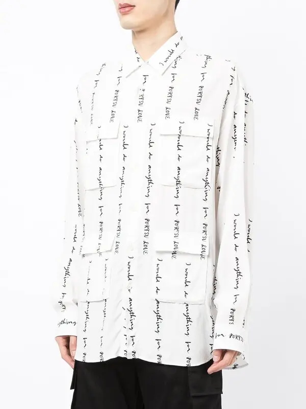 PORTS V Graphic-print Multi-pocket Shirt - White