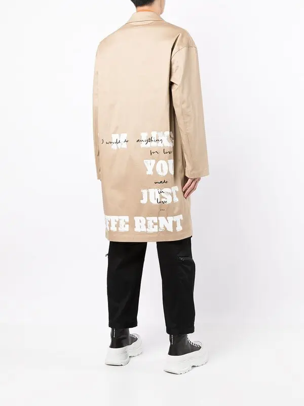 PORTS V Slogan-print Mid-length Coat