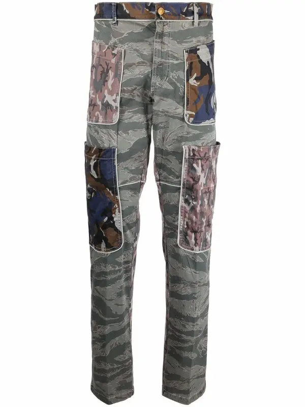 DIESEL® Camouflage-print Straight-leg Trousers - Blue
