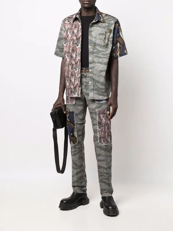 DIESEL® Camouflage-print Straight-leg Trousers - Blue