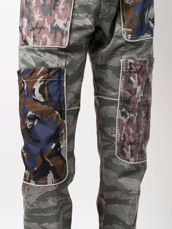DIESEL® Camouflage-print Straight-leg Trousers - Blue
