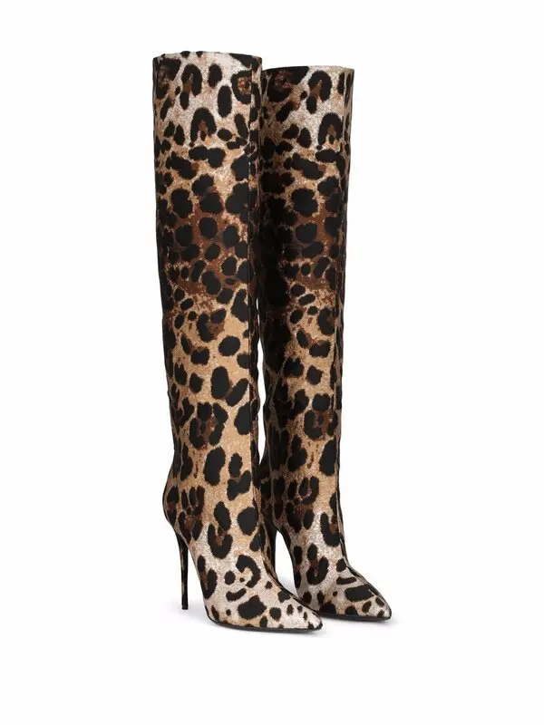 Dolce & Gabbana Leopard-print Jacquard Knee-length Boots