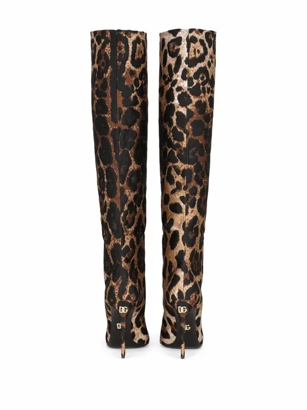 Dolce & Gabbana Leopard-print Jacquard Knee-length Boots