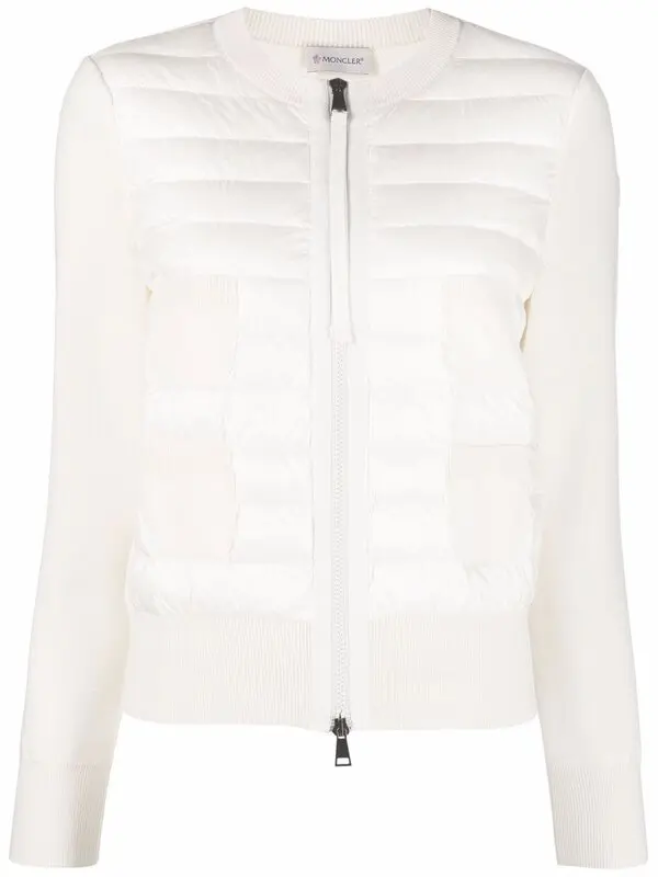 Moncler Quilted Zipped Cardigan - White