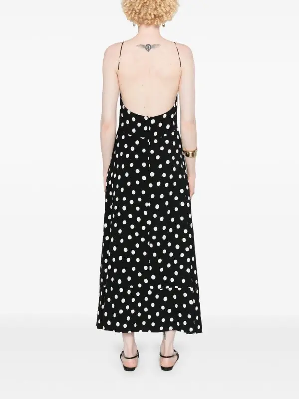 Saint Laurent Polka Dot Print Midi Dress